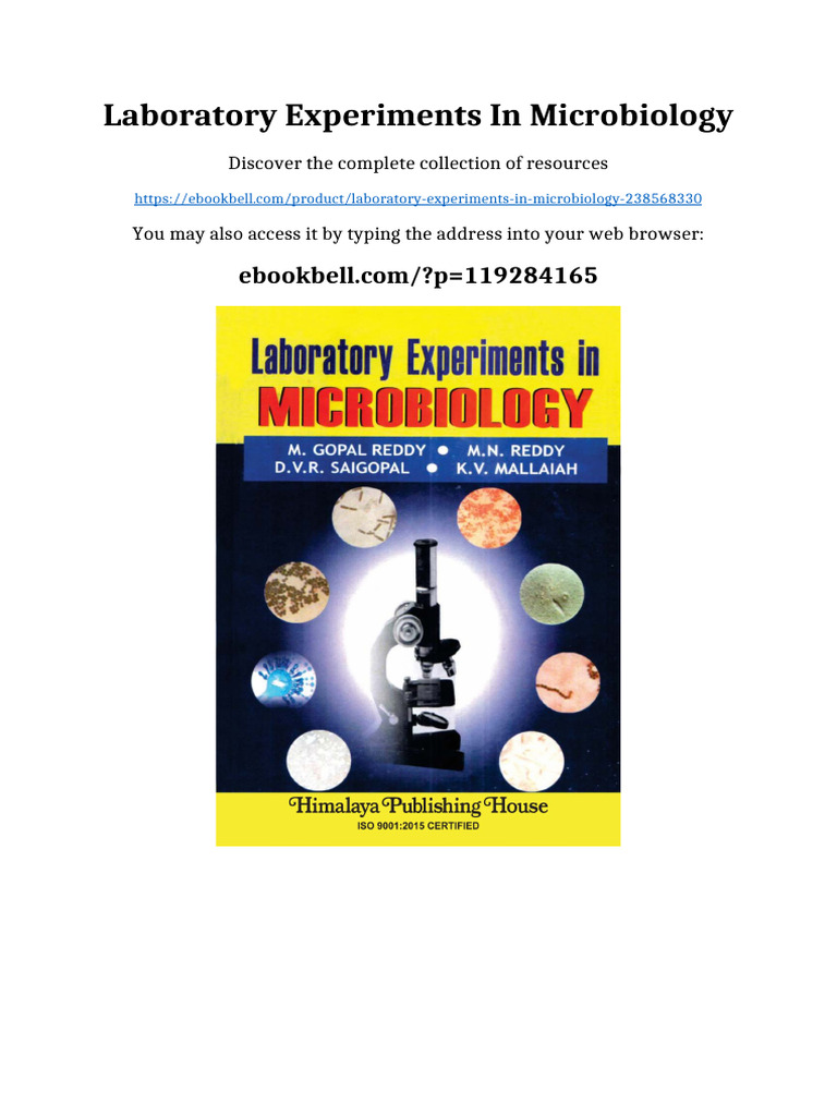 Laboratory Experiments in Microbiology All Chapters Available | PDF ...