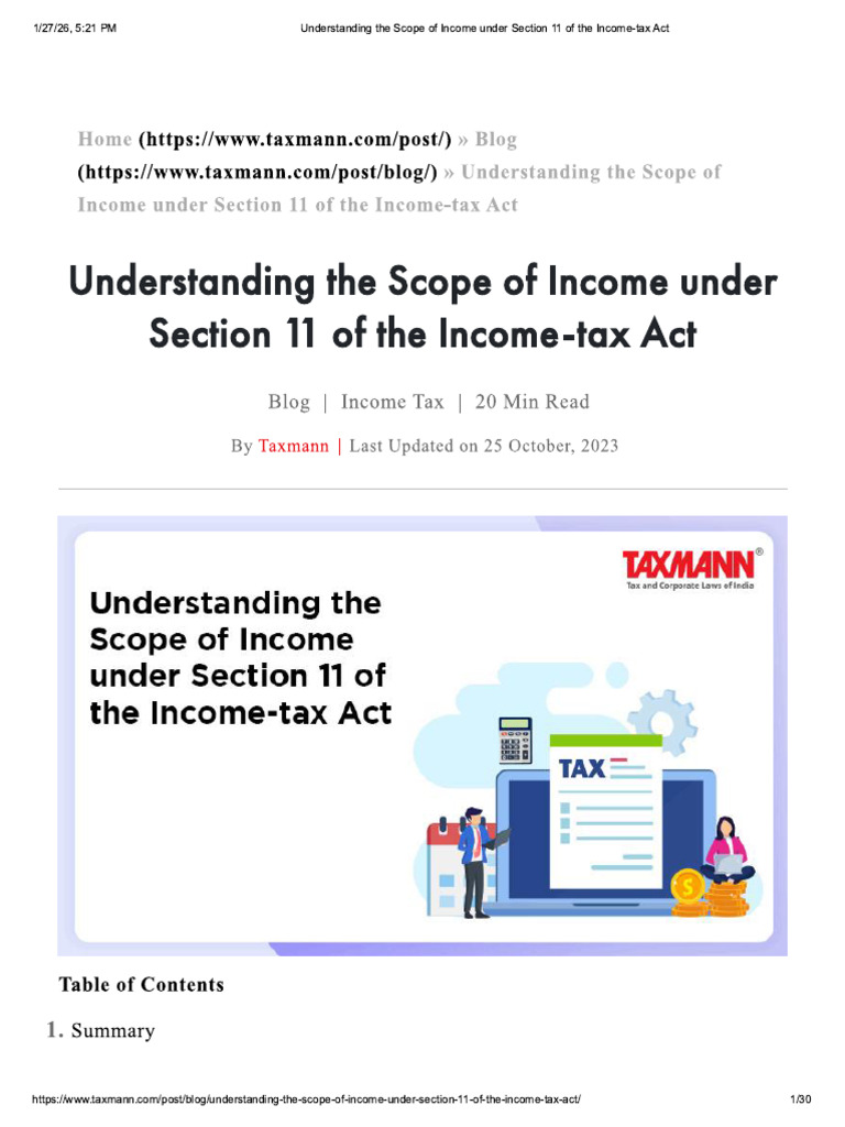Understanding The Scope of Income Under Section 11 of The Income-Tax ...