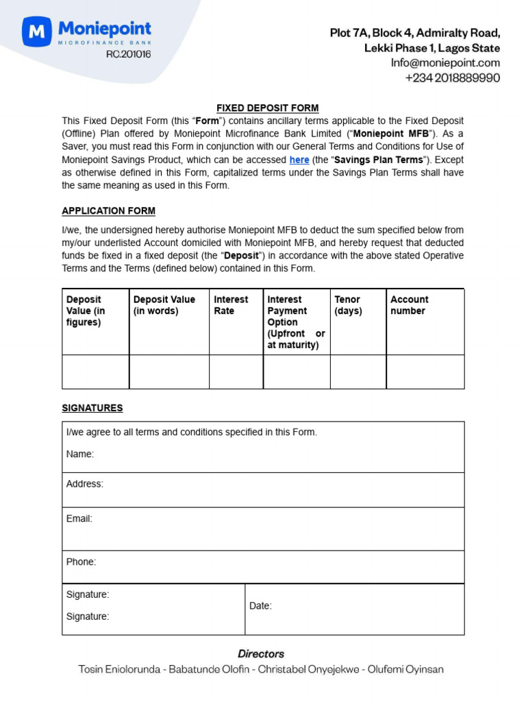 Fixed Deposit Form Updated | PDF | Banks | Interest