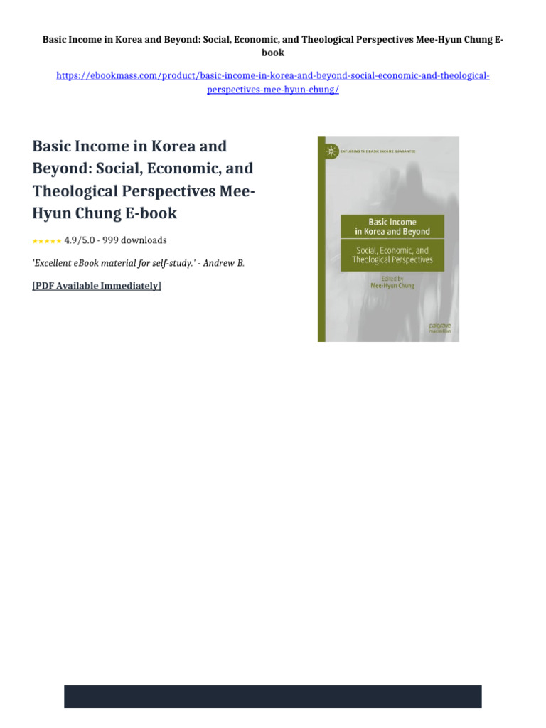 Basic Income in Korea and Beyond: Social, Economic, and Theological ...