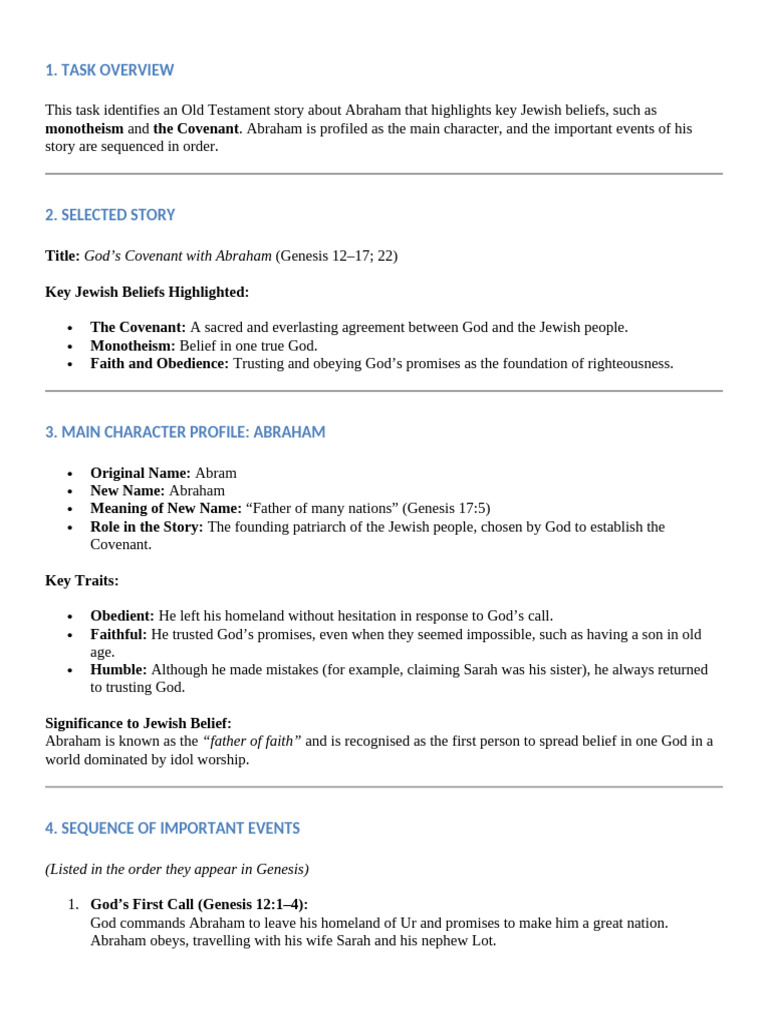 Gods Covenant With Abraham Student Work | PDF | Abraham | Sarah
