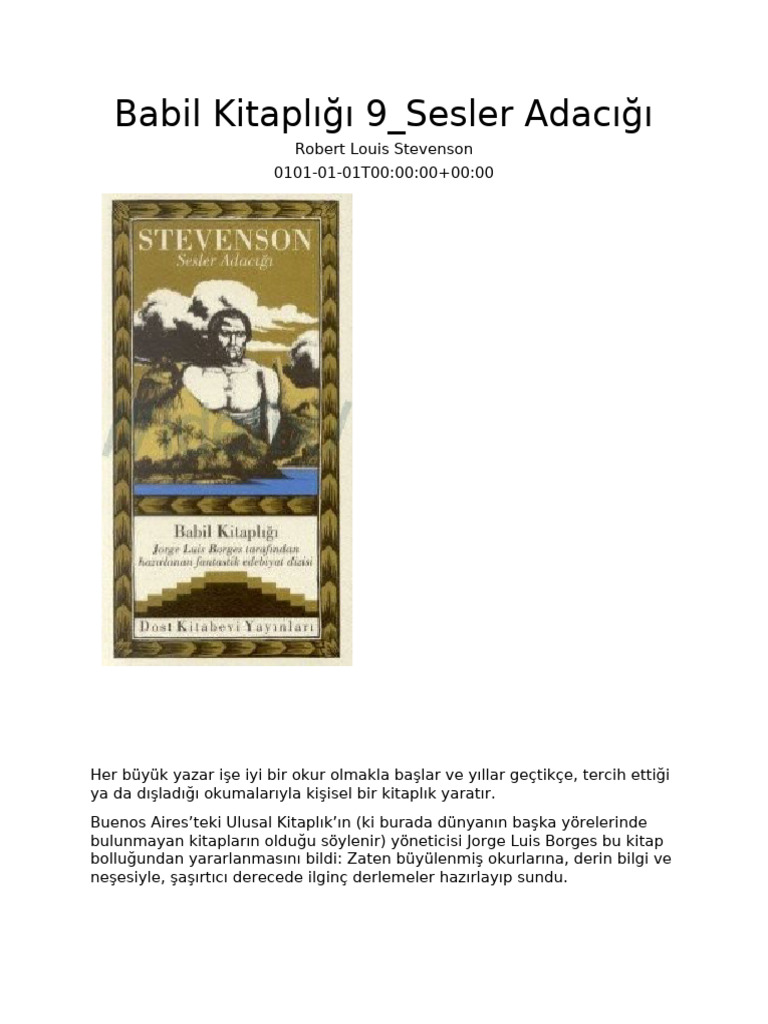 Babil Kitapligi 9_Sesler Adacig - Robert Louis Stevenson | PDF