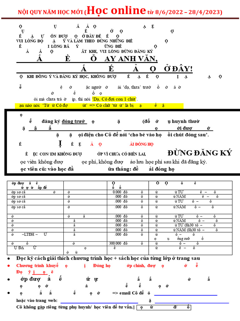 Noi Quy Captain Bear School 2022-2023 | PDF