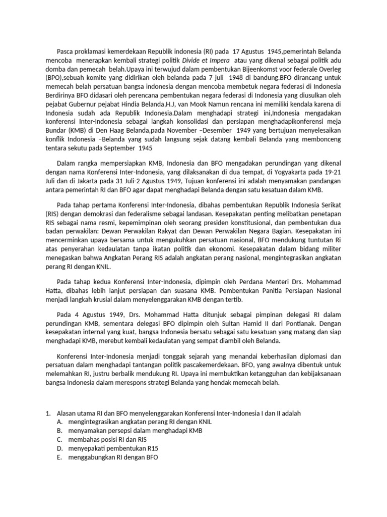 Pasca Proklamasi Kemerdekaan Republik Indonesia (BG Jan) | PDF