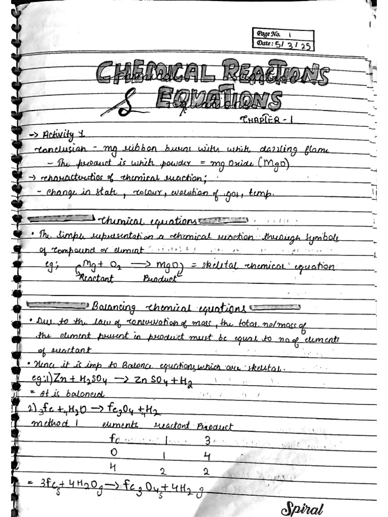 Class 10 CH 1 Science Handwritten Notes | PDF
