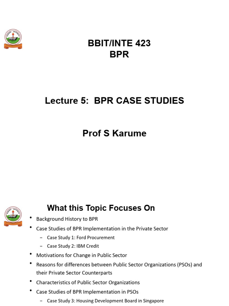 Lecture 5 BPR Case Studies | PDF | Organizational Structure | New ...