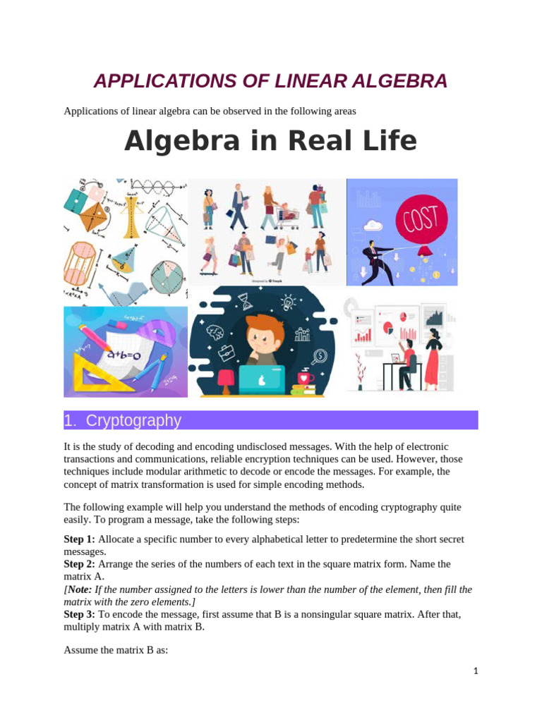 Applications of Linear Algebra | PDF | Linear Algebra | Algebra