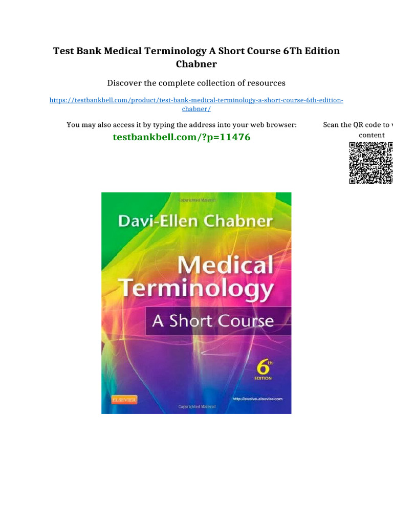 Test Bank Medical Terminology A Short Course 6th Edition Chabner full ...