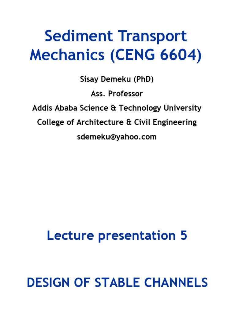 Lecture 4-Design of Stable Channels | PDF | Stormwater | Fluid Dynamics