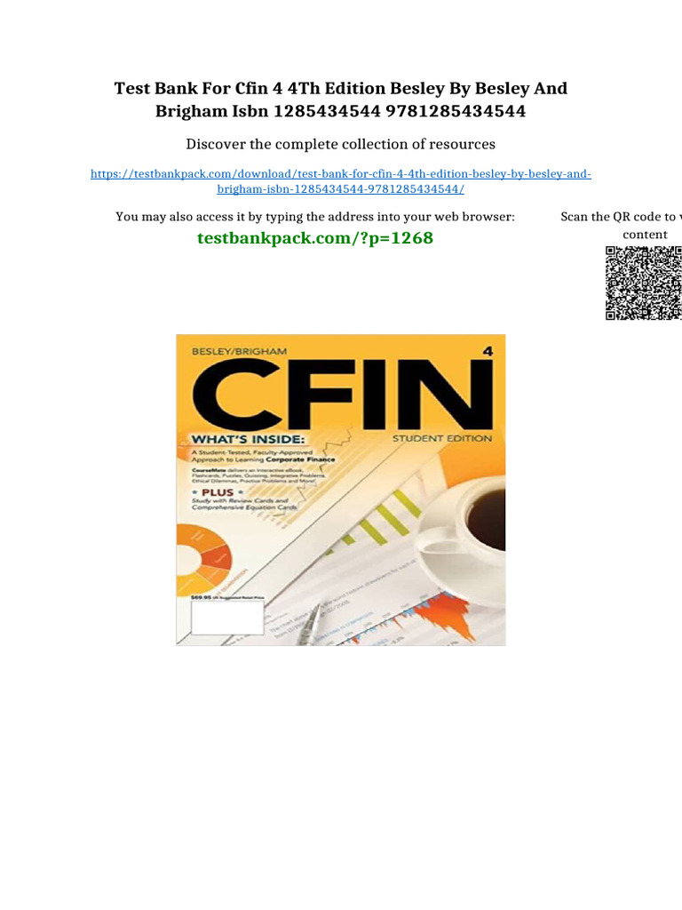 Test Bank for CFIN 4 4th Edition Besley by Besley and Brigham ISBN ...
