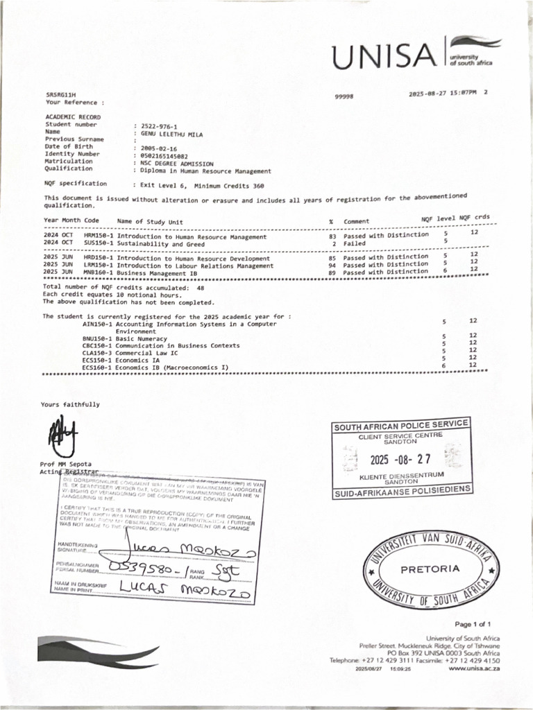 BCOMPT and Diploma Transcripts | PDF