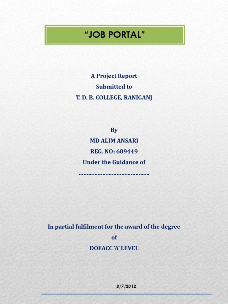 Job Portal Project Report by Alim | PDF | Engineering | Verification ...