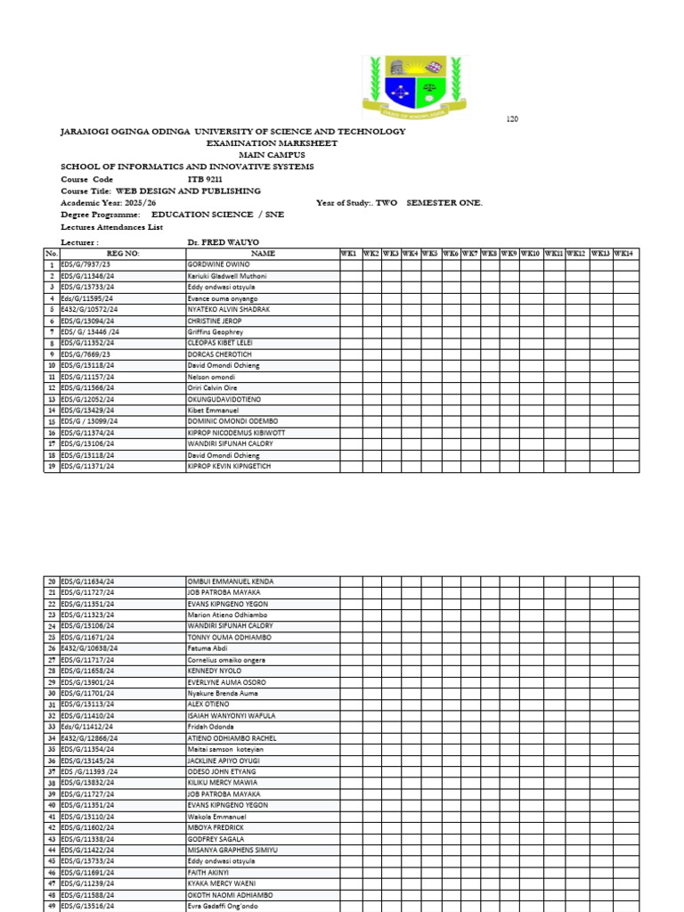 PP Itb 9211 Comp Ed Science Attendance List 2025 and 2026 | PDF