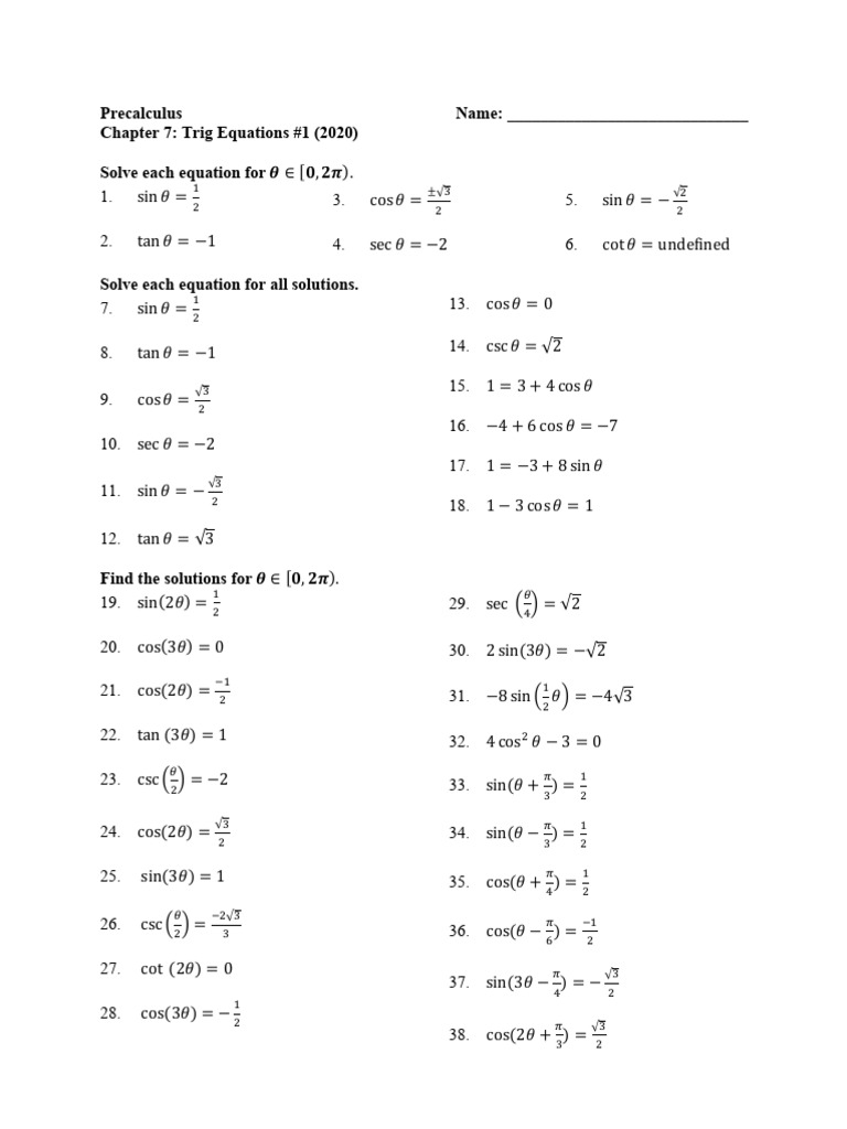 15 - Solving Trig Equations 1 | PDF | Chess Theory | Chess