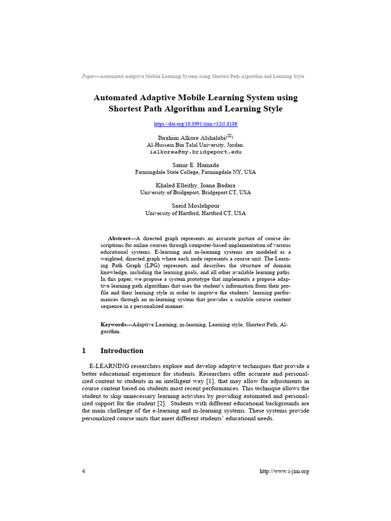 Automated Adaptive Mobile Learning System Using | PDF | Bayesian ...