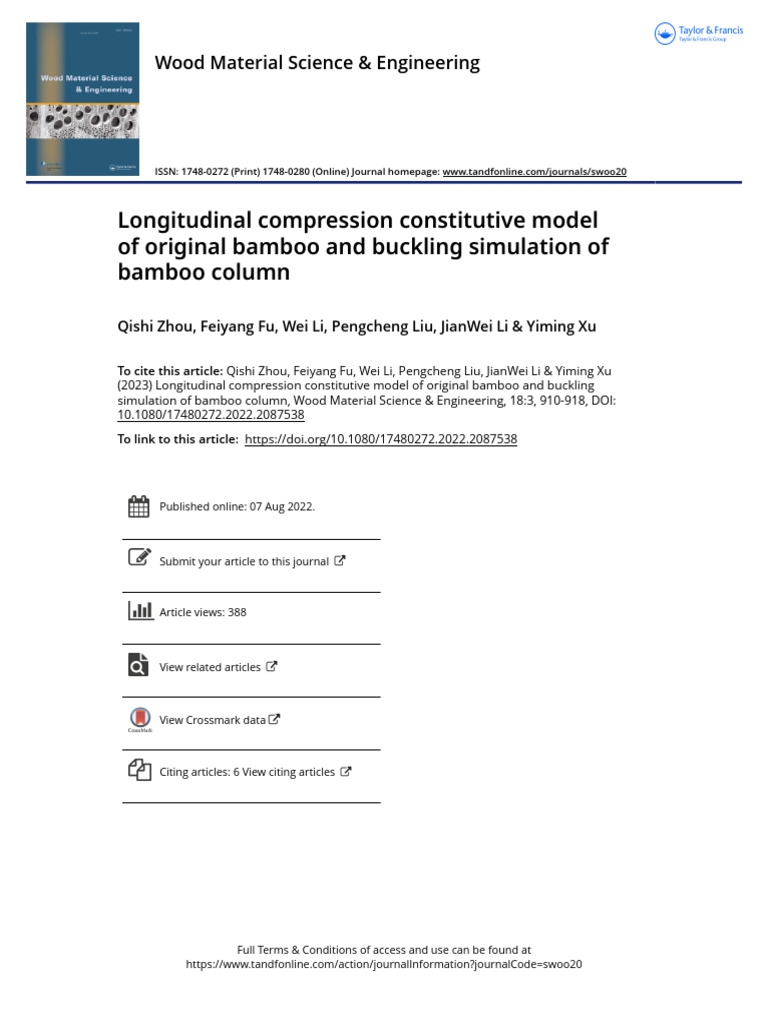 Bamboo - Column Compression | PDF | Deformation (Engineering) | Buckling