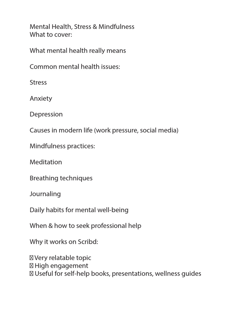 Mental Health, Stress & Mindfulness | PDF