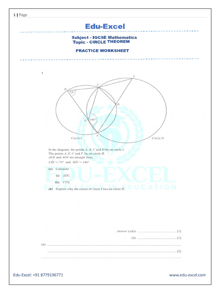 Master IGCSE Circle Theorems With This Complete Practice Worksheet - 28 ...
