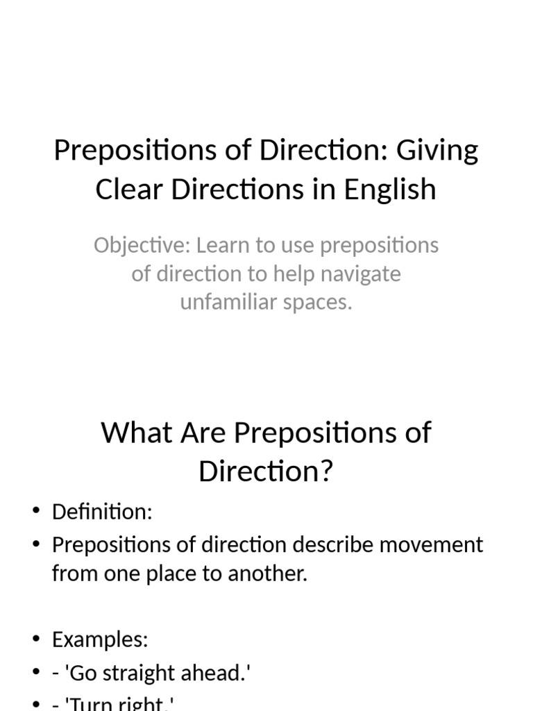 Prepositions of Direction Slides | PDF