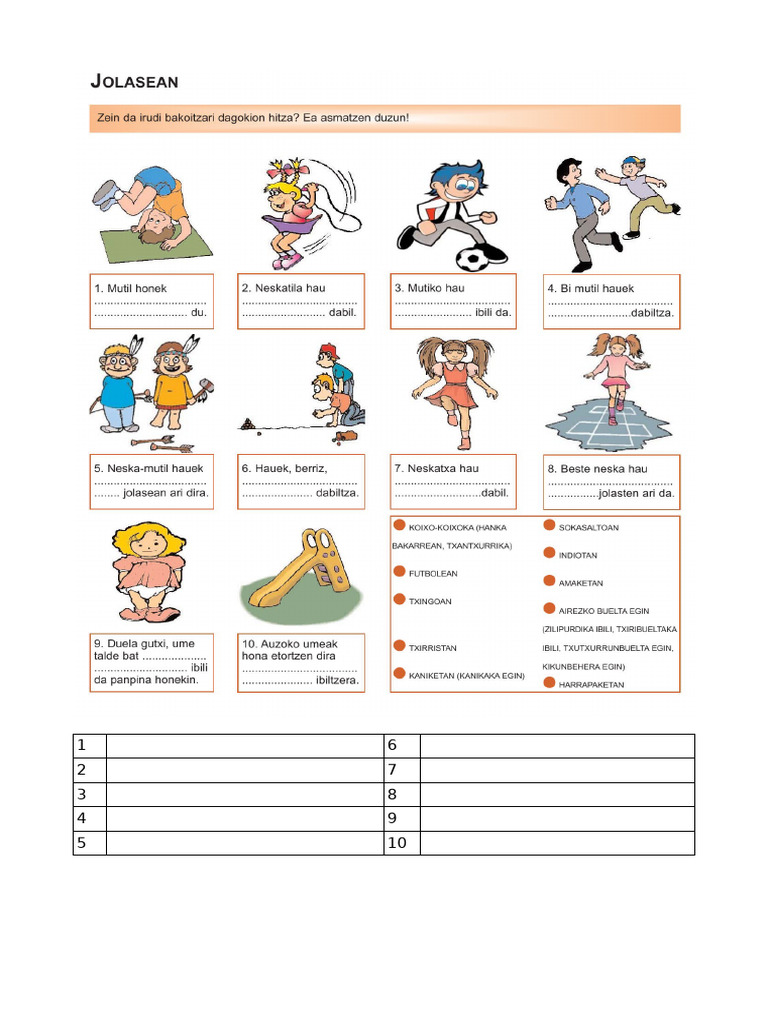 txikitako jolasak 1 | PDF