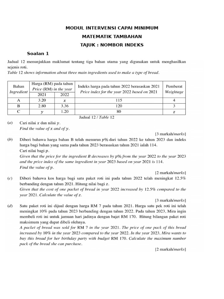 Modul Intervensi Capai Minimum Nombor Indeks | PDF