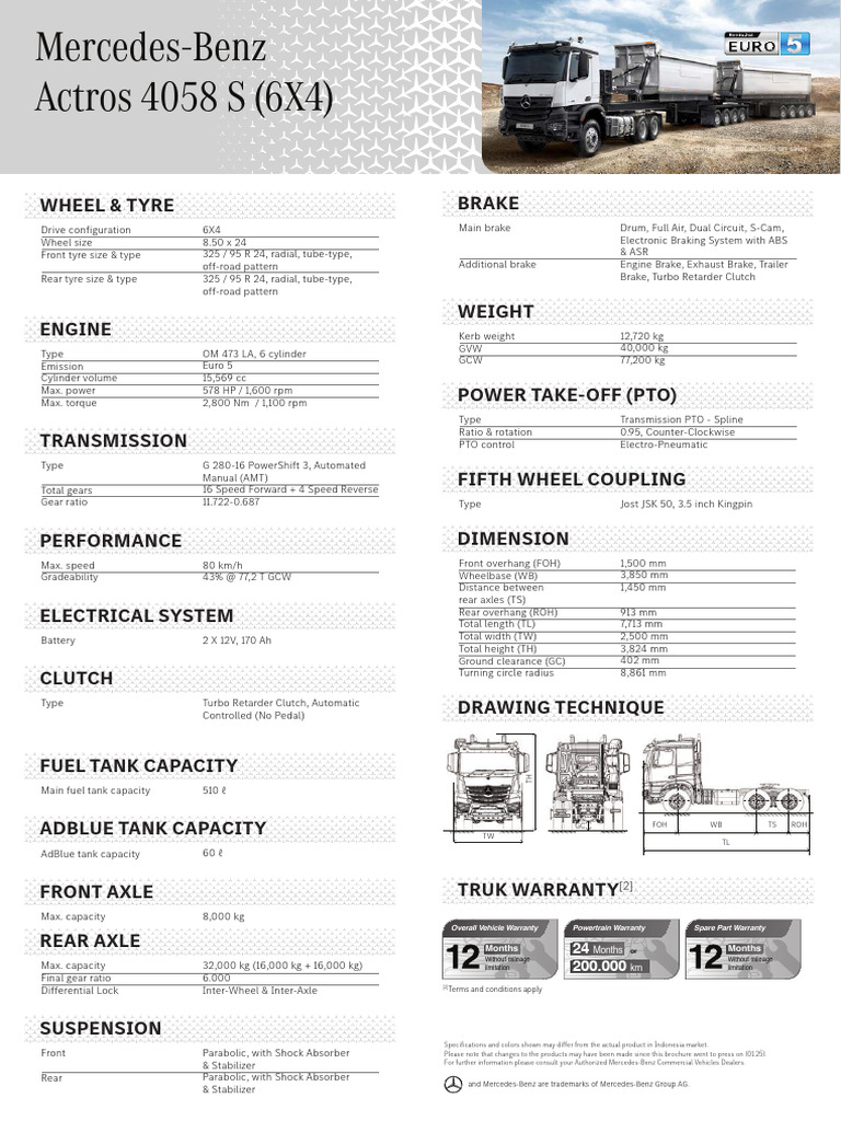 Mercedes-Benz Actros 4058 S Individual Flyer | PDF | Brake | Car