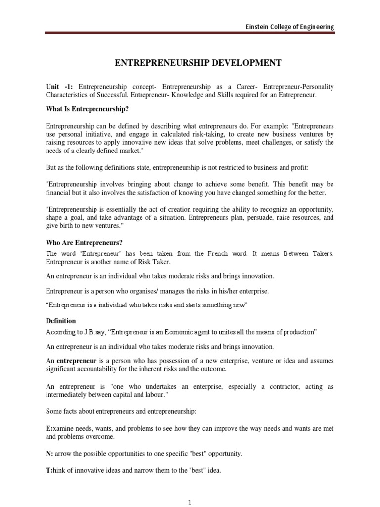 Understanding Entrepreneurship Concepts | PDF | Business | Finance ...