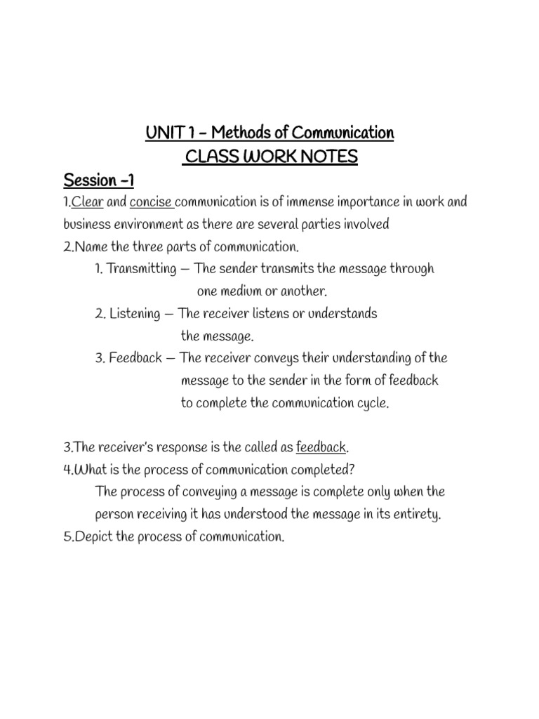 X-UNIT I- Methods of Communication- Book Back Ex Answers | PDF ...