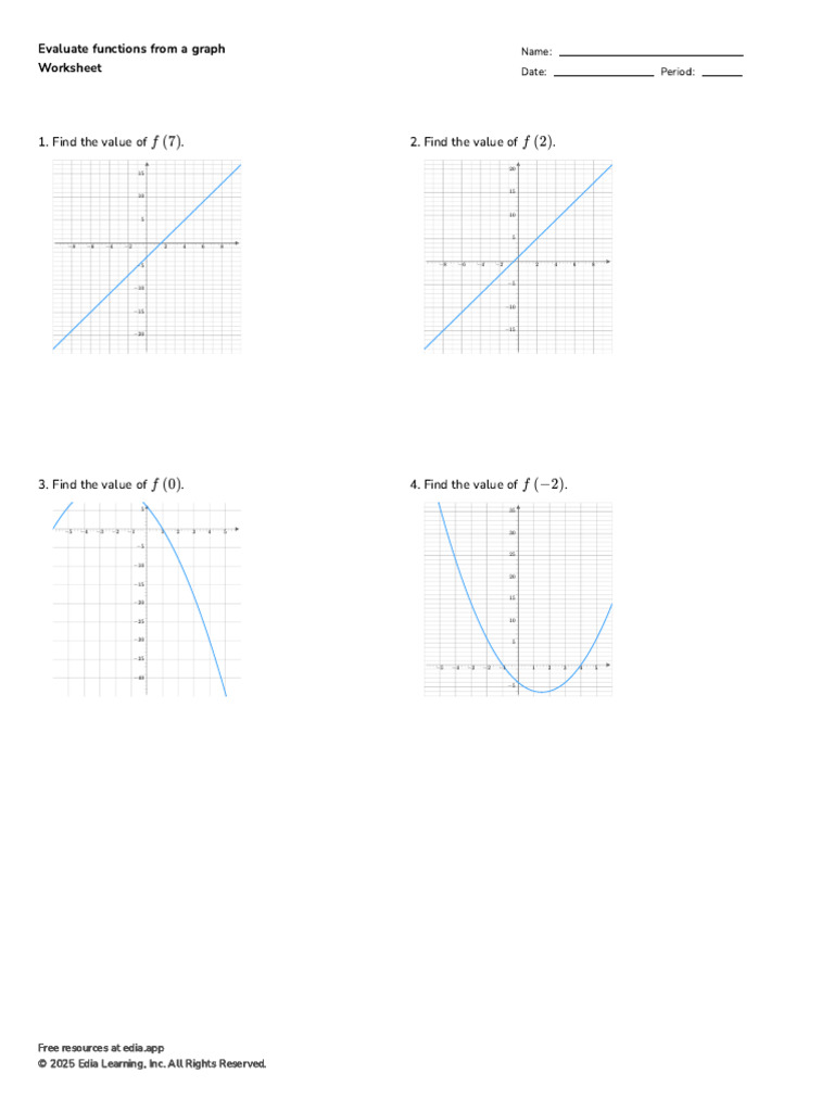 Evaluate Functions From A Graph - Worksheet | PDF | Chess Theory | Chess