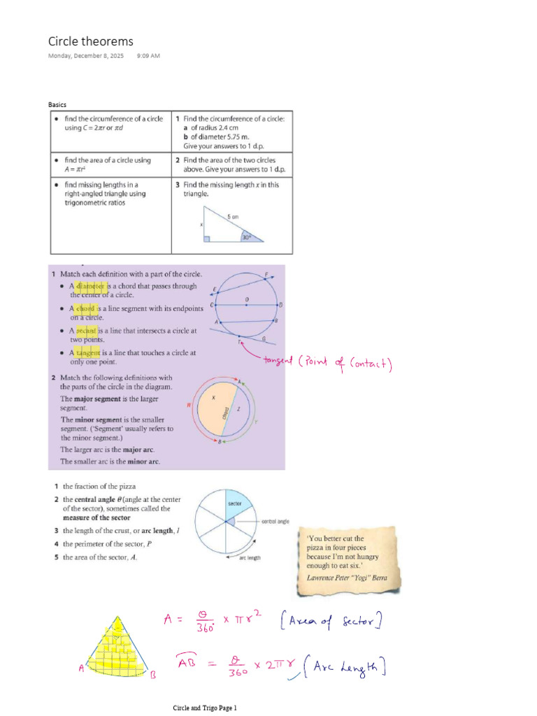Circle Theorems | PDF