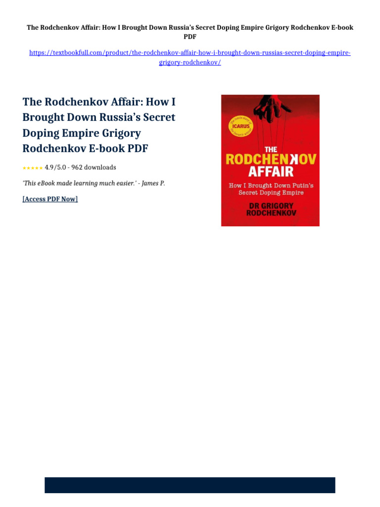 The Rodchenkov Affair: How I Brought Down Russia's Secret Doping Empire ...