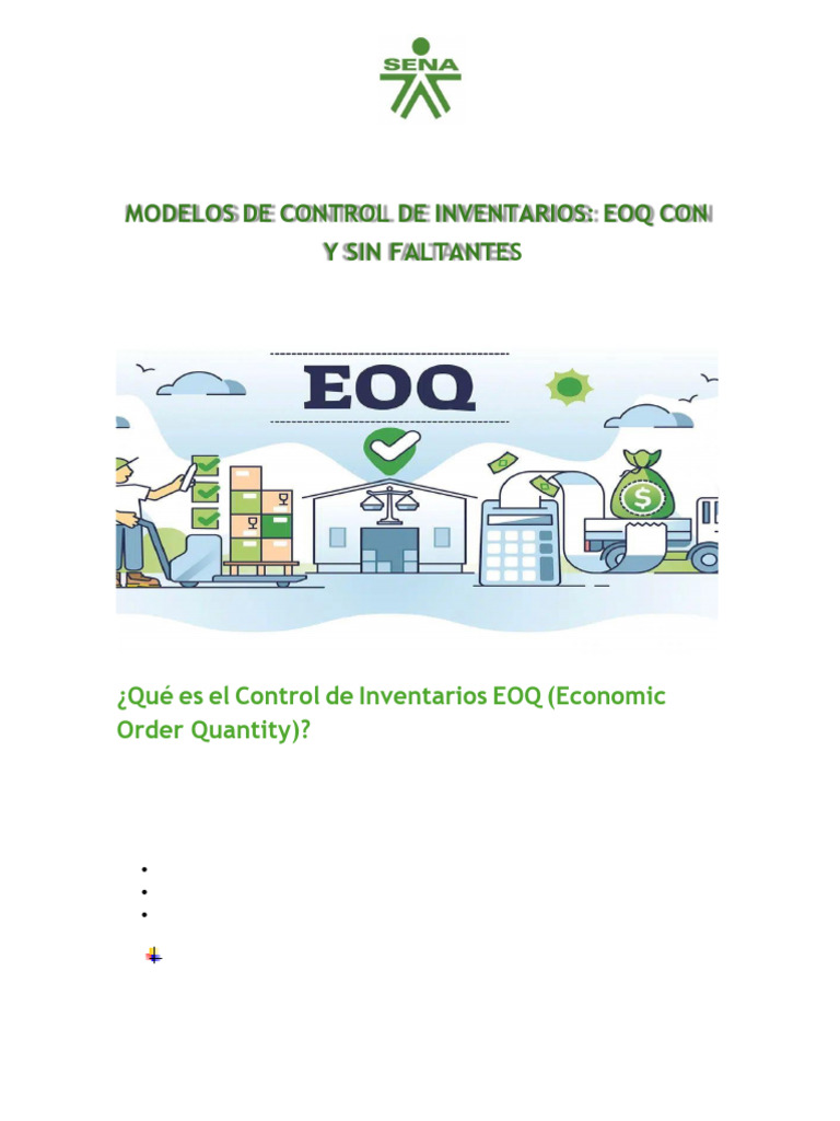 4 Modelos de Control de Inventarios Eoq Con Faltantes | PDF | Negocios ...