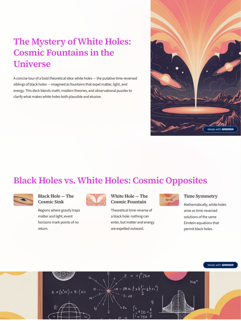 The Mystery of White Holes Cosmic Fountains in the Universe | PDF ...