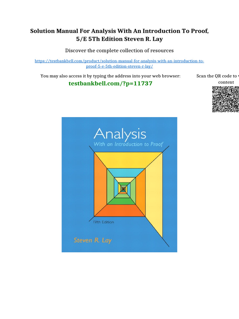 Solution Manual for Analysis with an Introduction to Proof, 5/E 5th ...