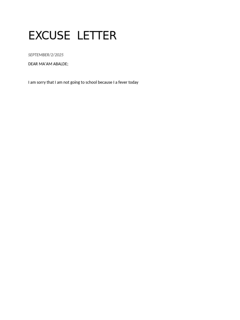 Excuse Letter | PDF