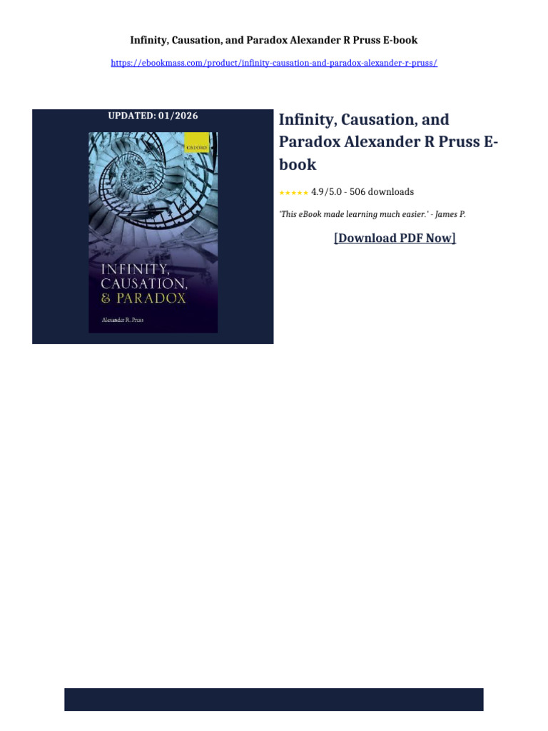 Infinity, Causation, and Paradox Alexander R Pruss ebook newest digital ...