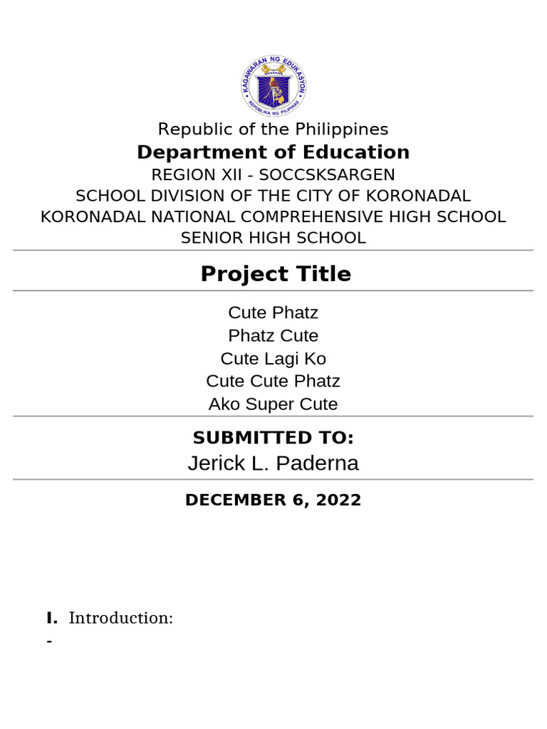Cute Phatz Project Proposal Template | PDF