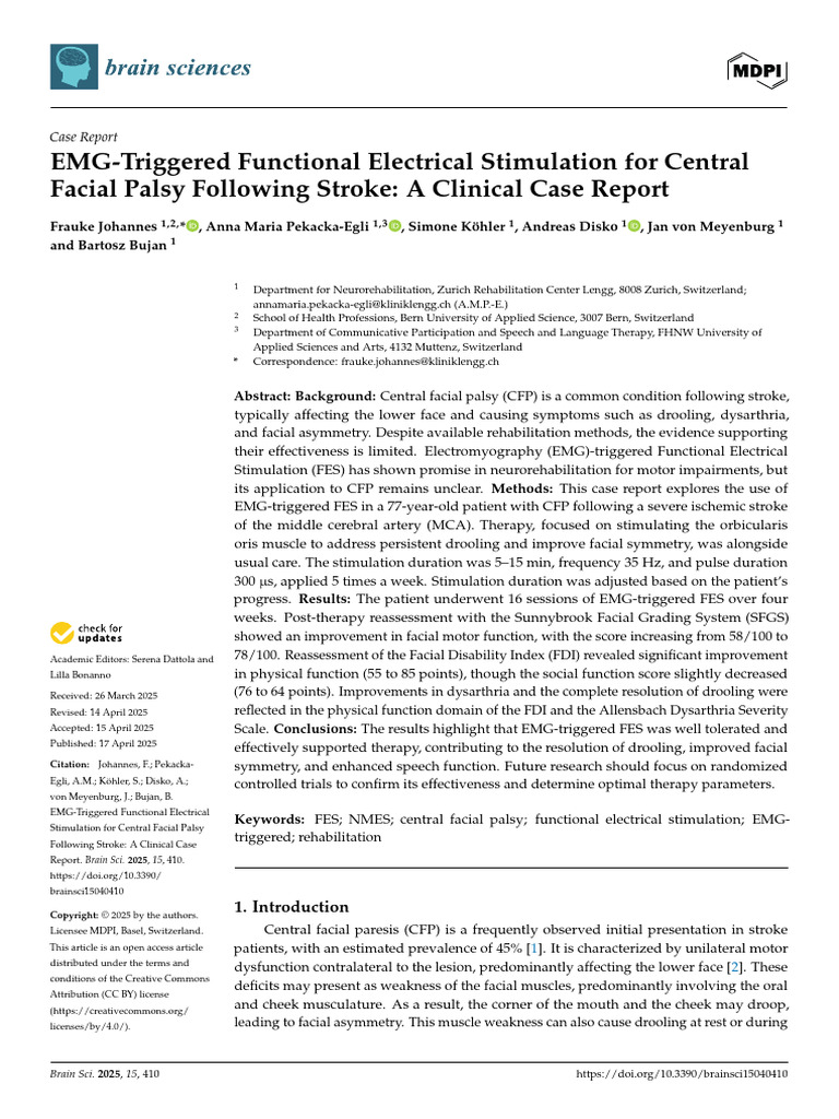Emg-Triggered Functional Electrical Stimulation | PDF | Stroke ...