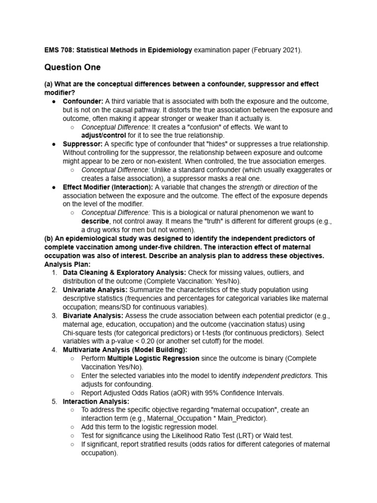 EMS 708 FEB | PDF | Confounding | Receiver Operating Characteristic