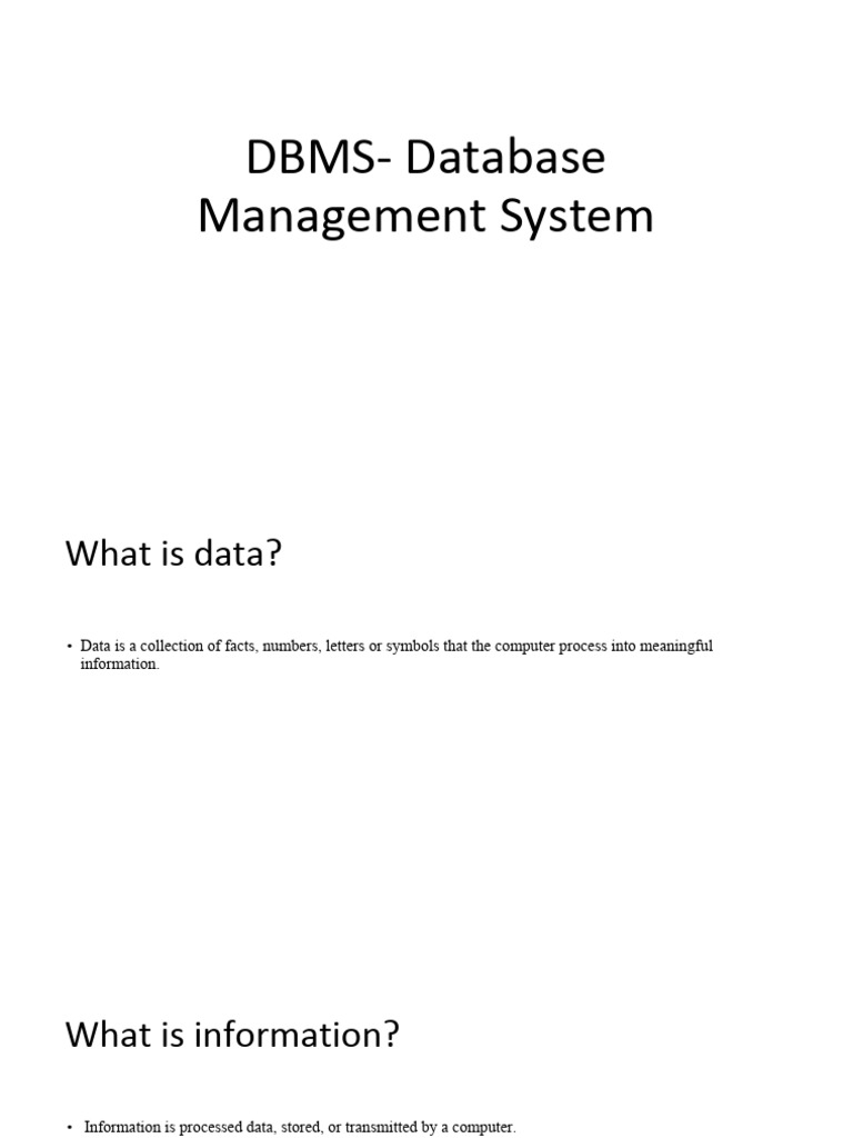 DBMS - Database Management System | PDF | Databases | Object Oriented ...