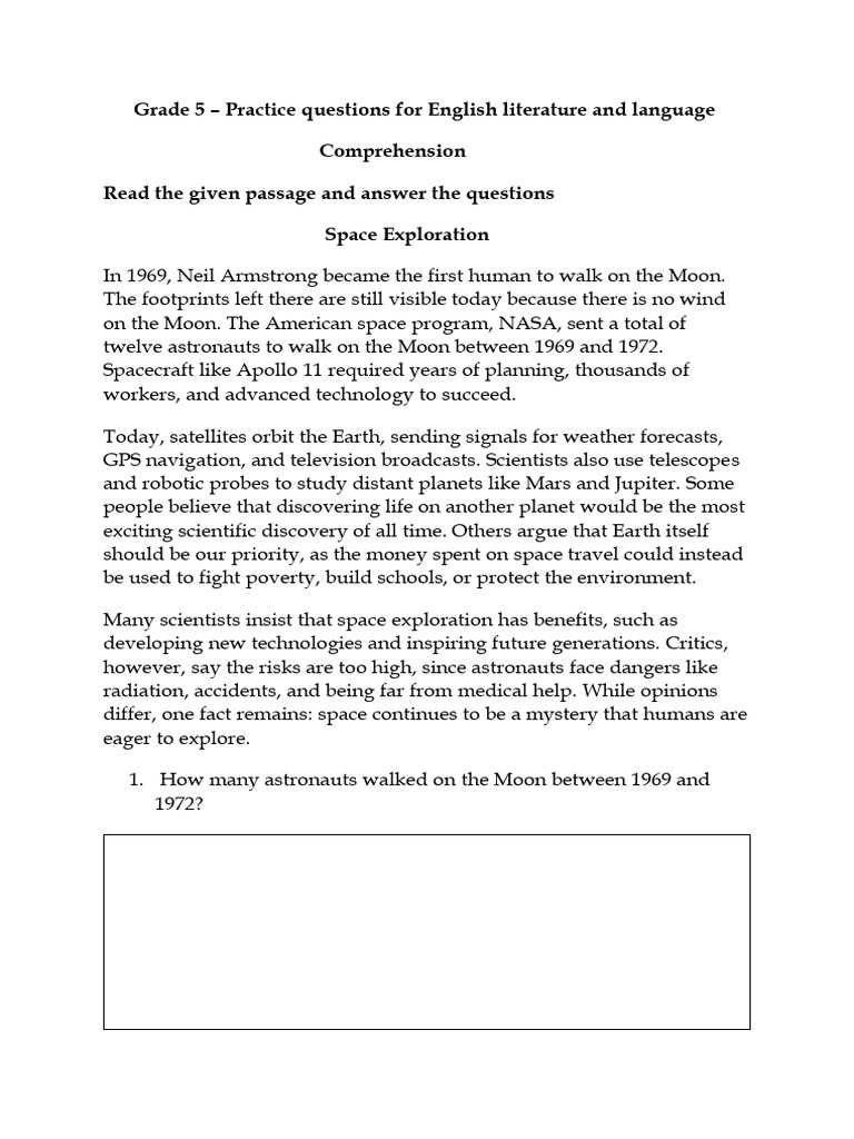 Practice For Literature and Language | PDF | Space Exploration | Outer ...