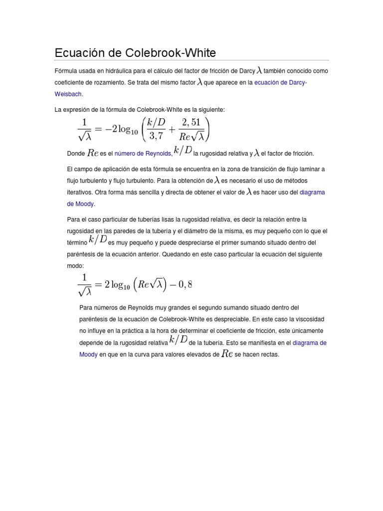 Ecuación de Colebrook