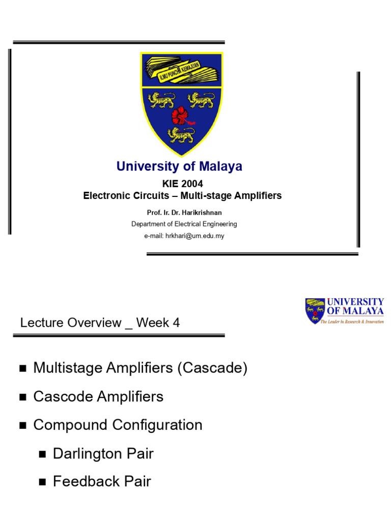 Week 4 - Multistage Amplifiers and Compound Configurations | PDF ...