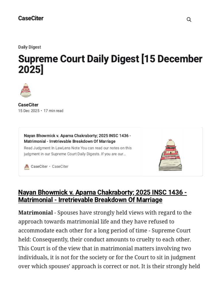 Supreme Court Daily Digest [15 December 2025] | PDF | Expense | Lawsuit