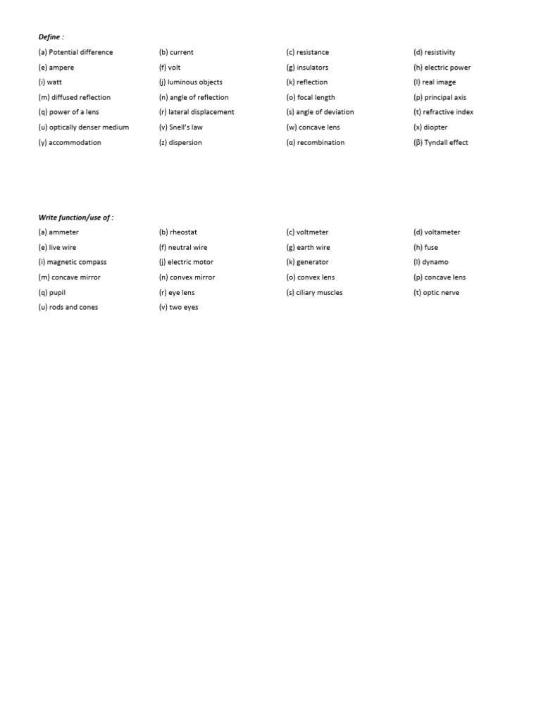 Physics All Definitions | PDF