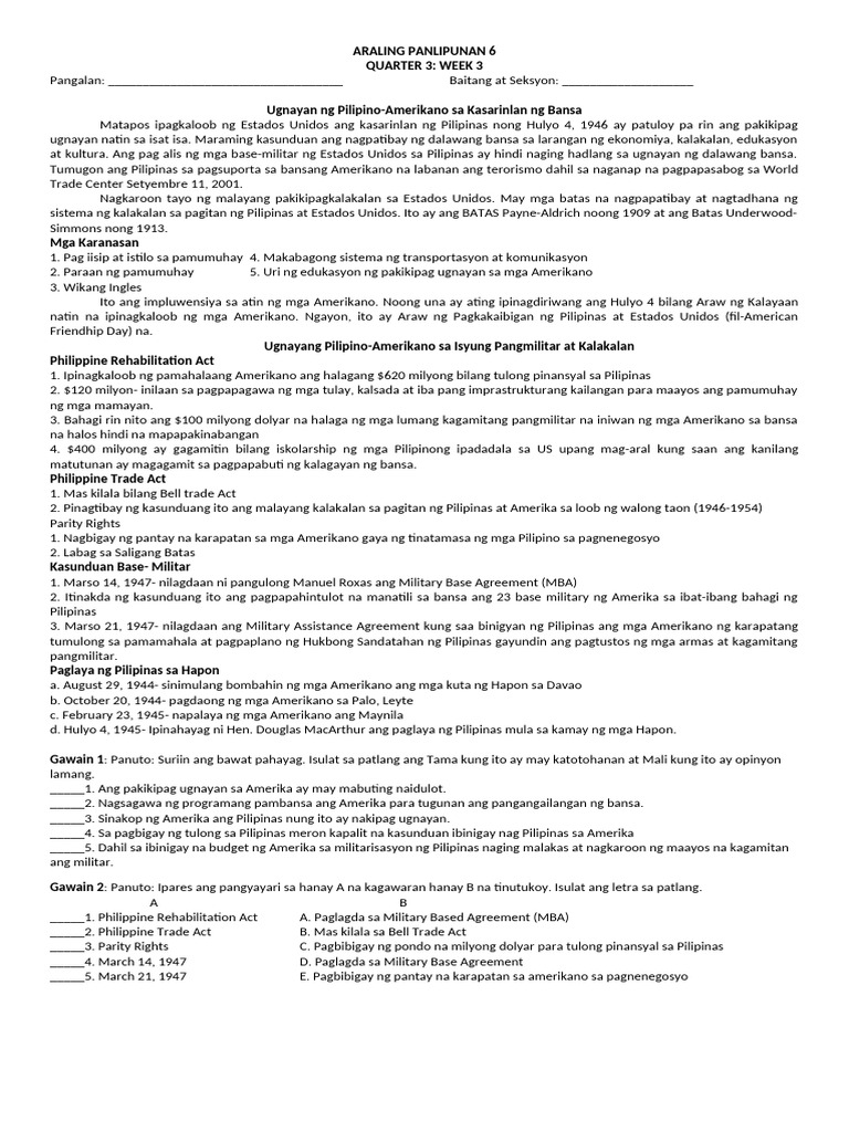 AP 6 Quarter 3 Week 3 | PDF
