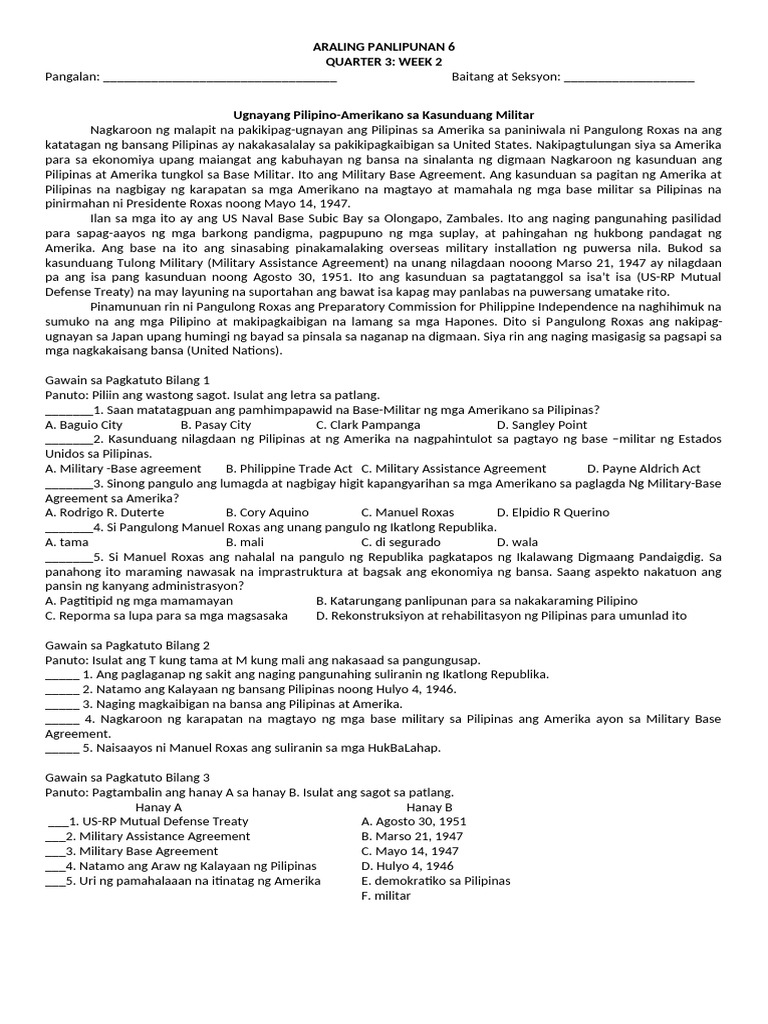 AP 6 Quarter 3 Week 2 | PDF