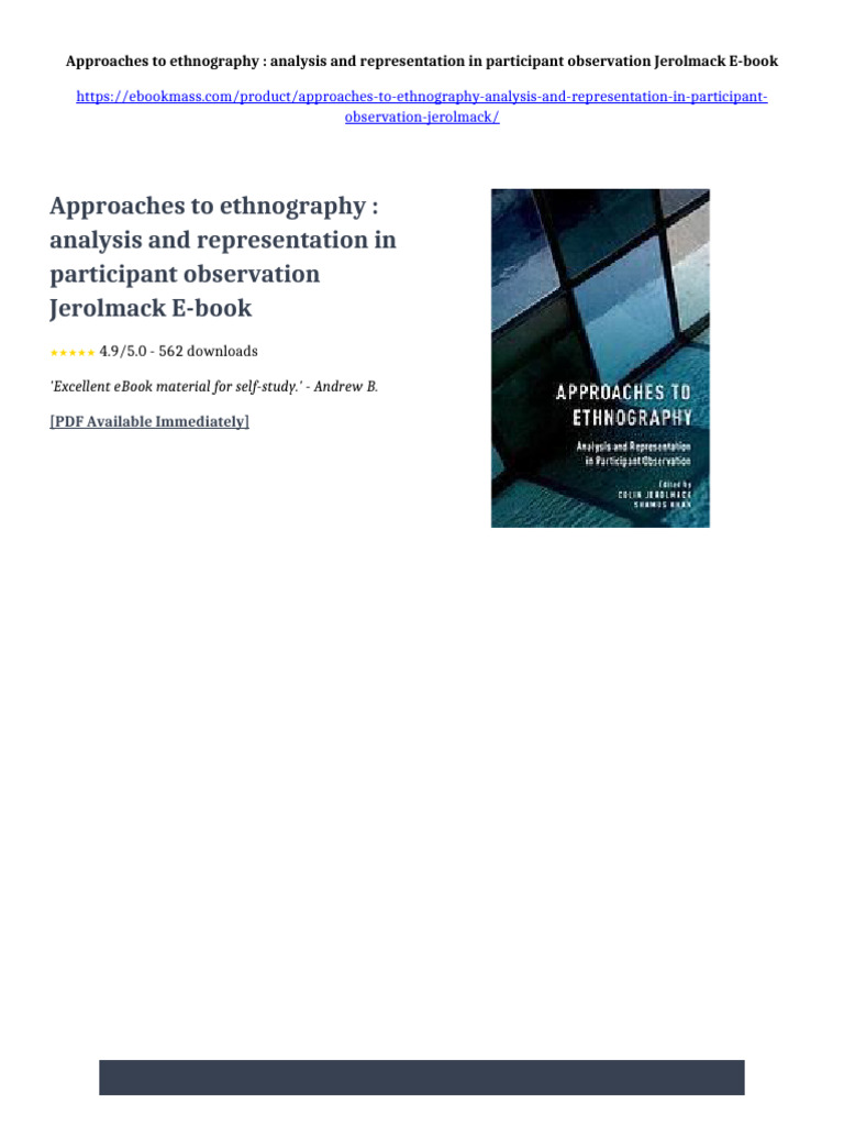 Approaches to ethnography : analysis and representation in participant ...