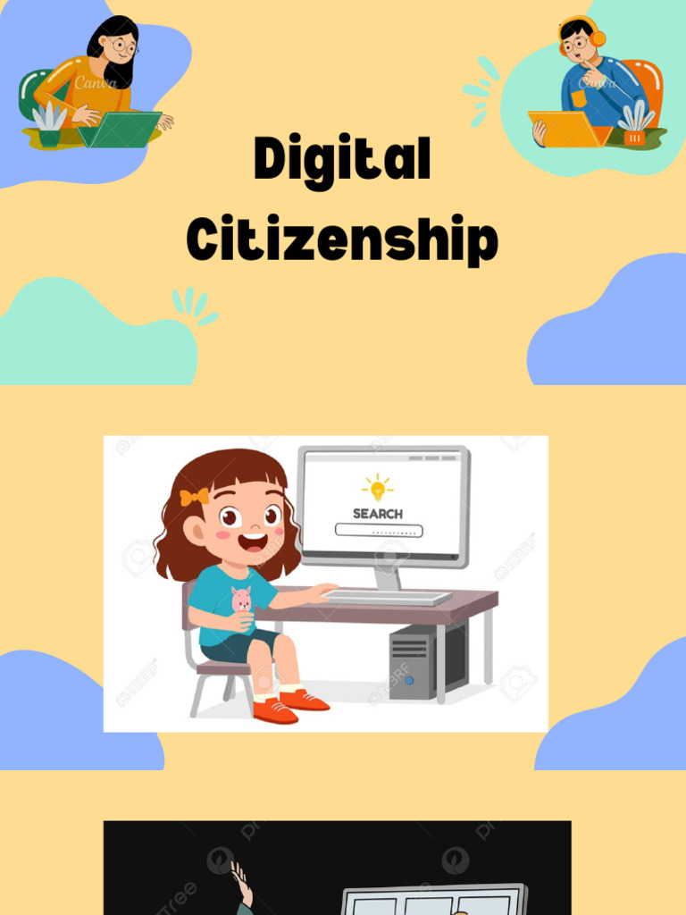 Digital Citizenship Education Presentation in Blue Yellow Illustrated ...
