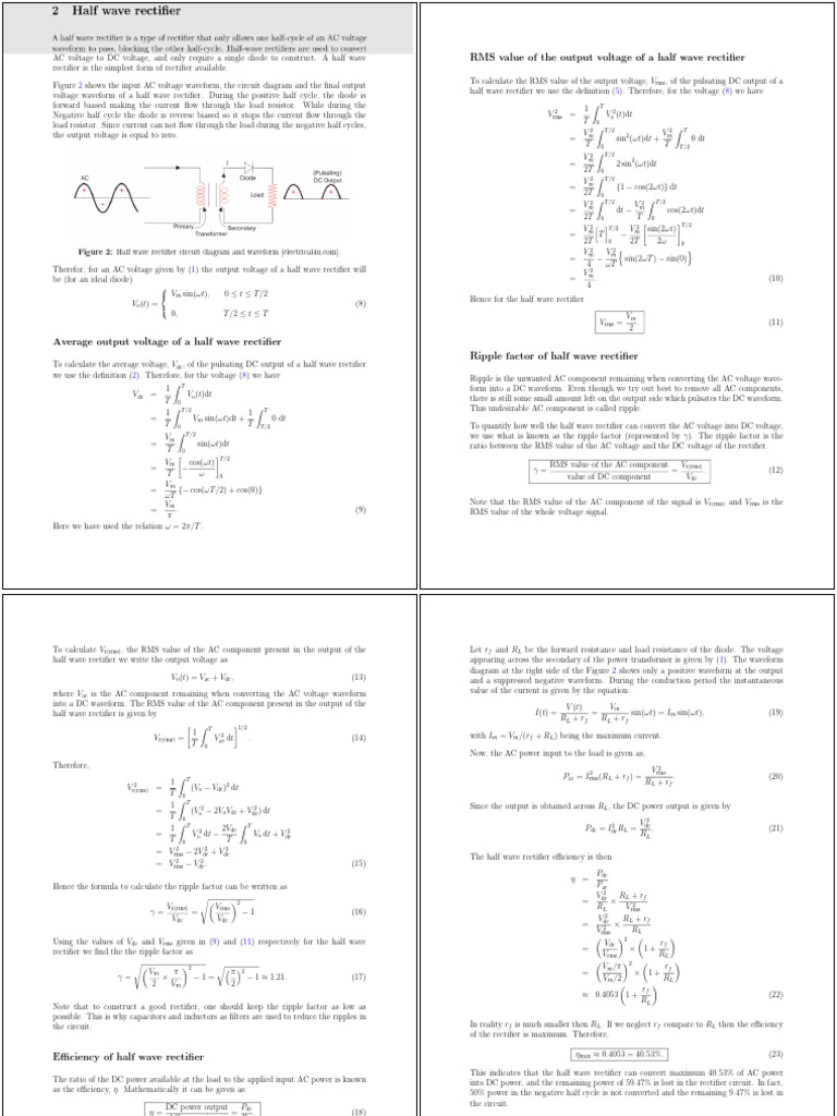 Half and Full Wave Rectifier - Converted | PDF | Rectifier | Root Mean ...